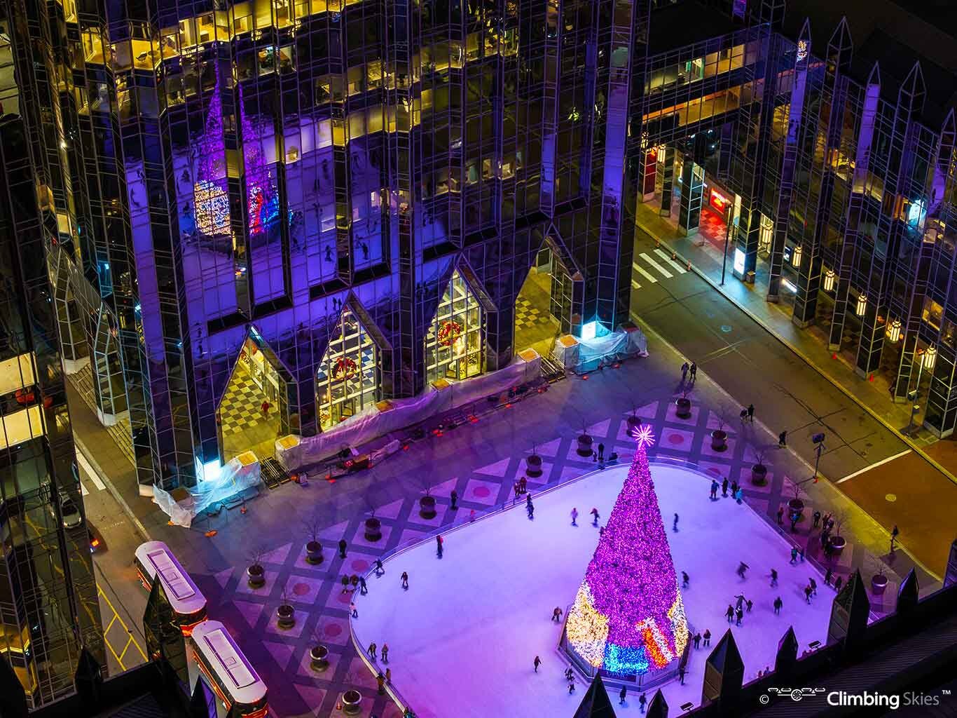 PPG Christmas Tree - Downtown Pittsburgh Pennsylvania Aerial Drone ...