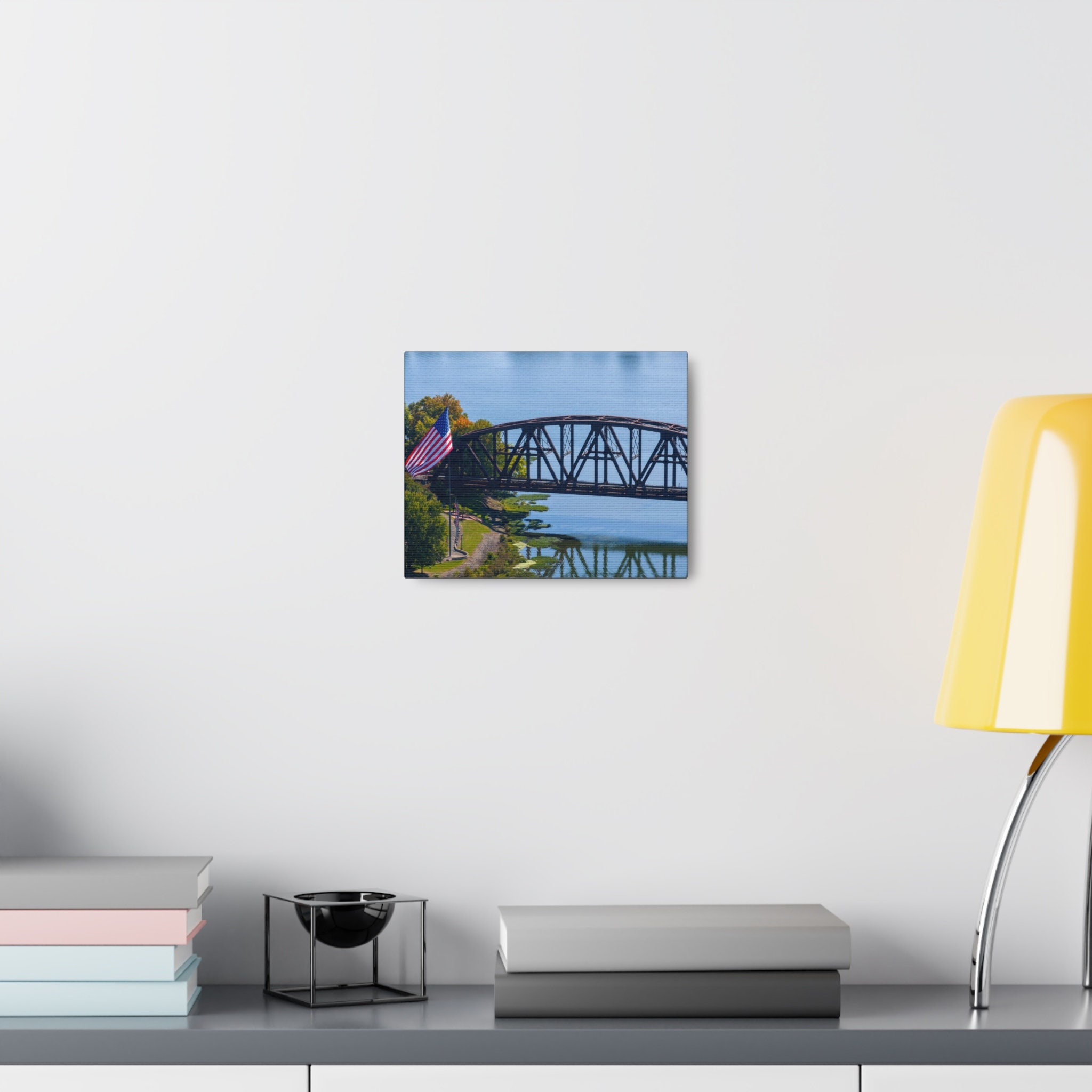 Flags & Bridge American Flag Patriotic Artwork Wall Decor Bridge ...