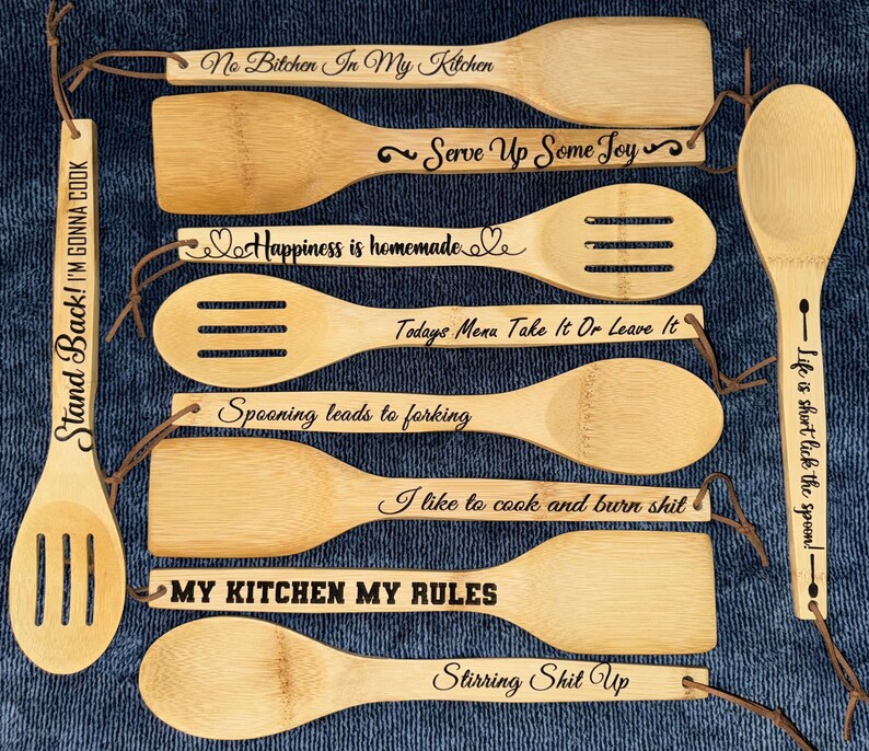 Funny Sarcastic Wooden Spoons Spatulas Kitchen Utensils Engraved ...
