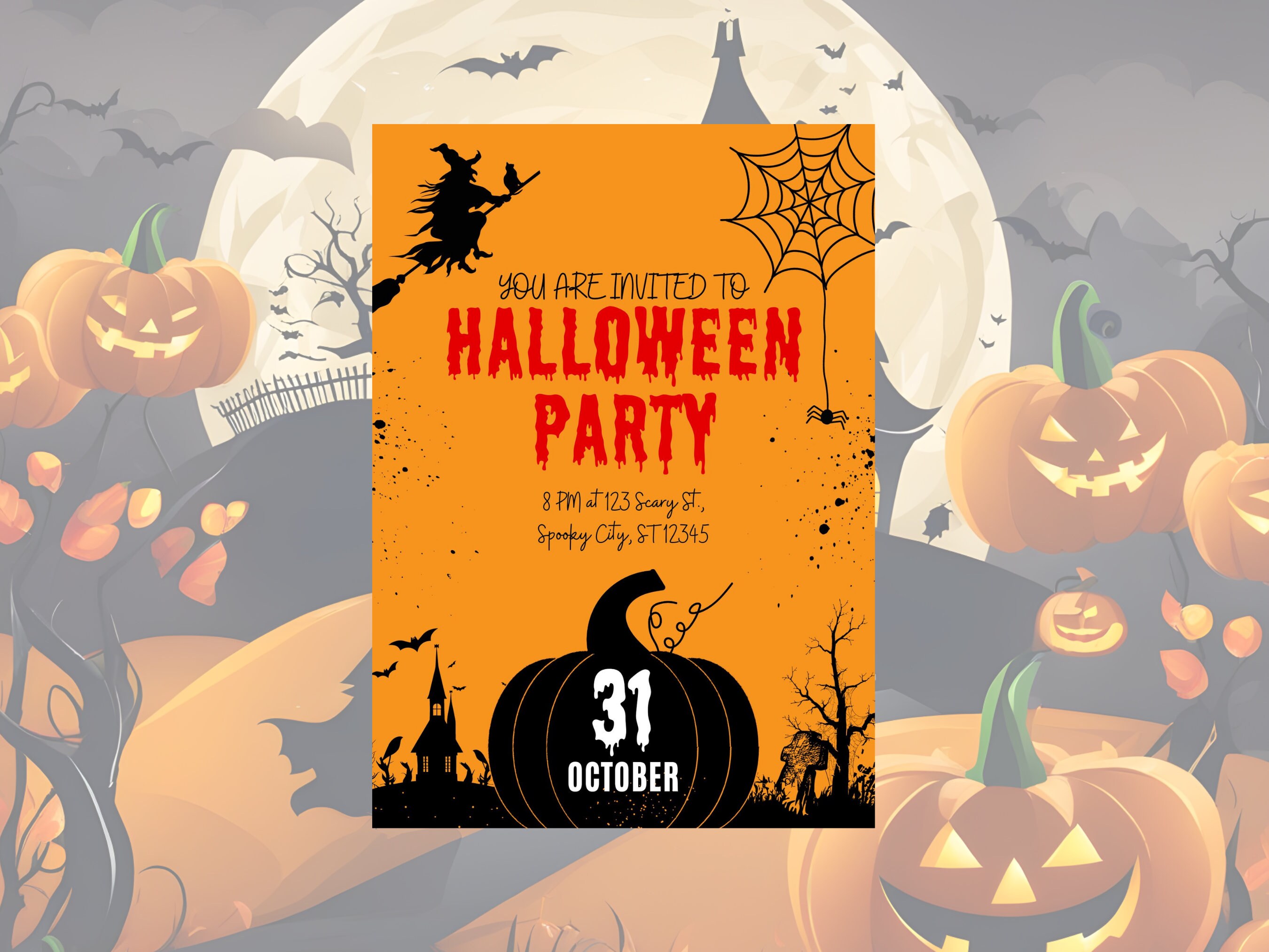 Editable Halloween Party Invitation, Party Invitation, Invitation for ...
