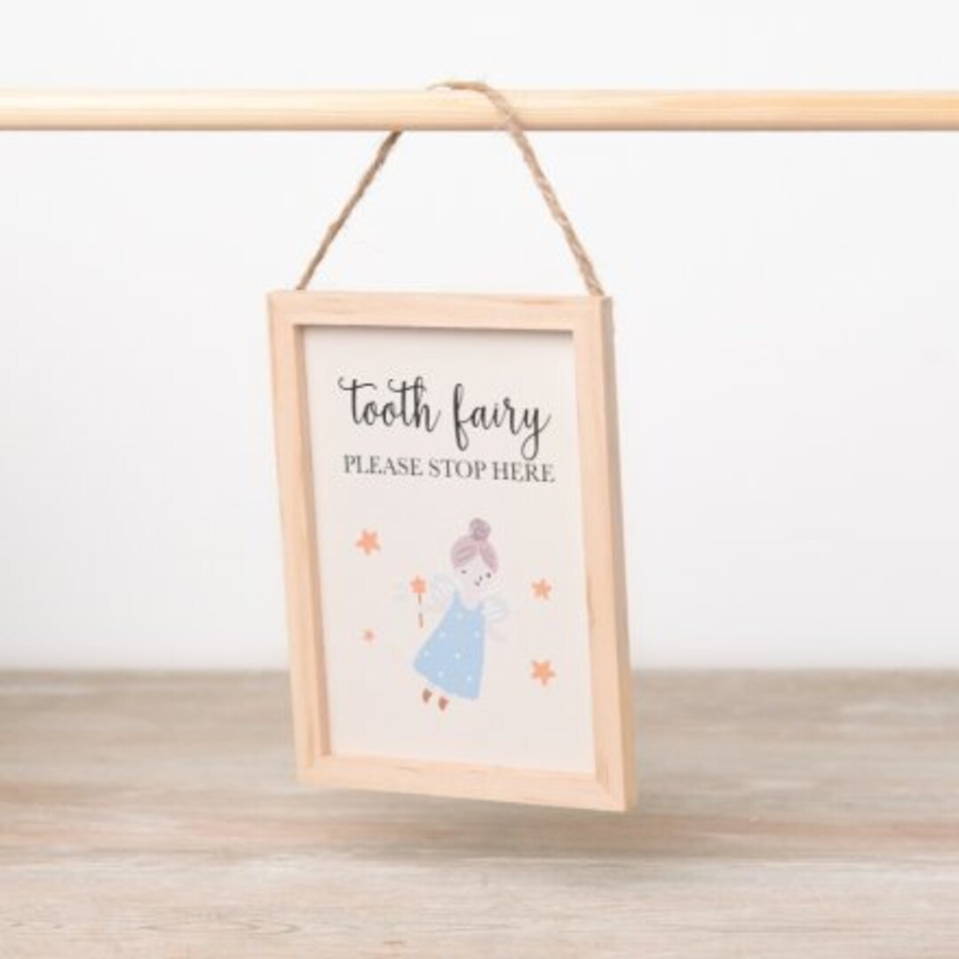 15cm Tooth Fairy Wooden Hanging Sign - Whimsical Decor Accent for Kids ...