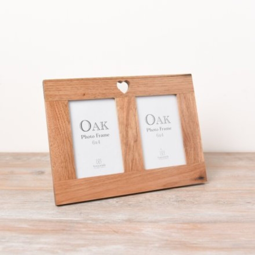 Verona Oak Twin Photo Frame Neutral Wooden Design With Heart Motif ...