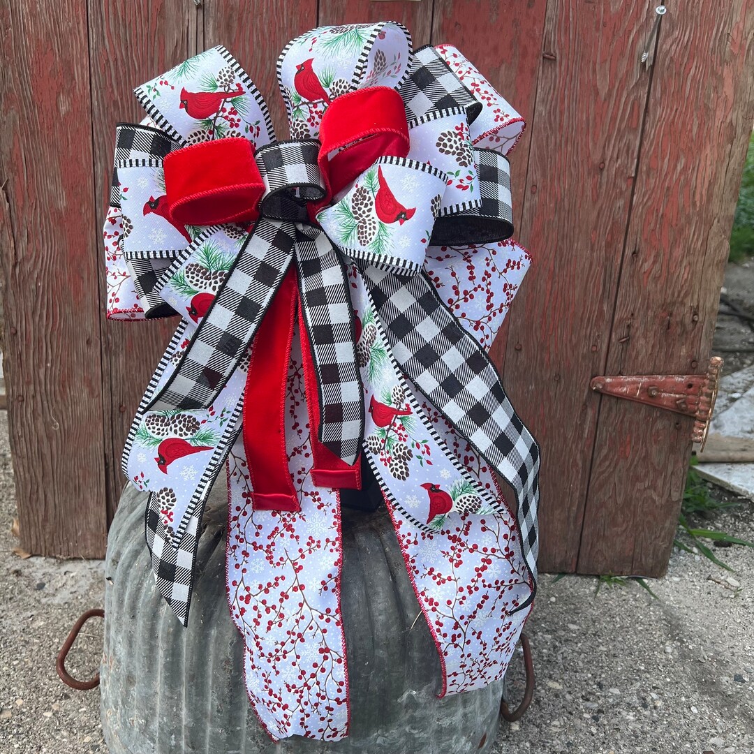 Cardinal Bow, Tree Topper Bow, XL Cardinal Bow, Christmas Tree Topper ...
