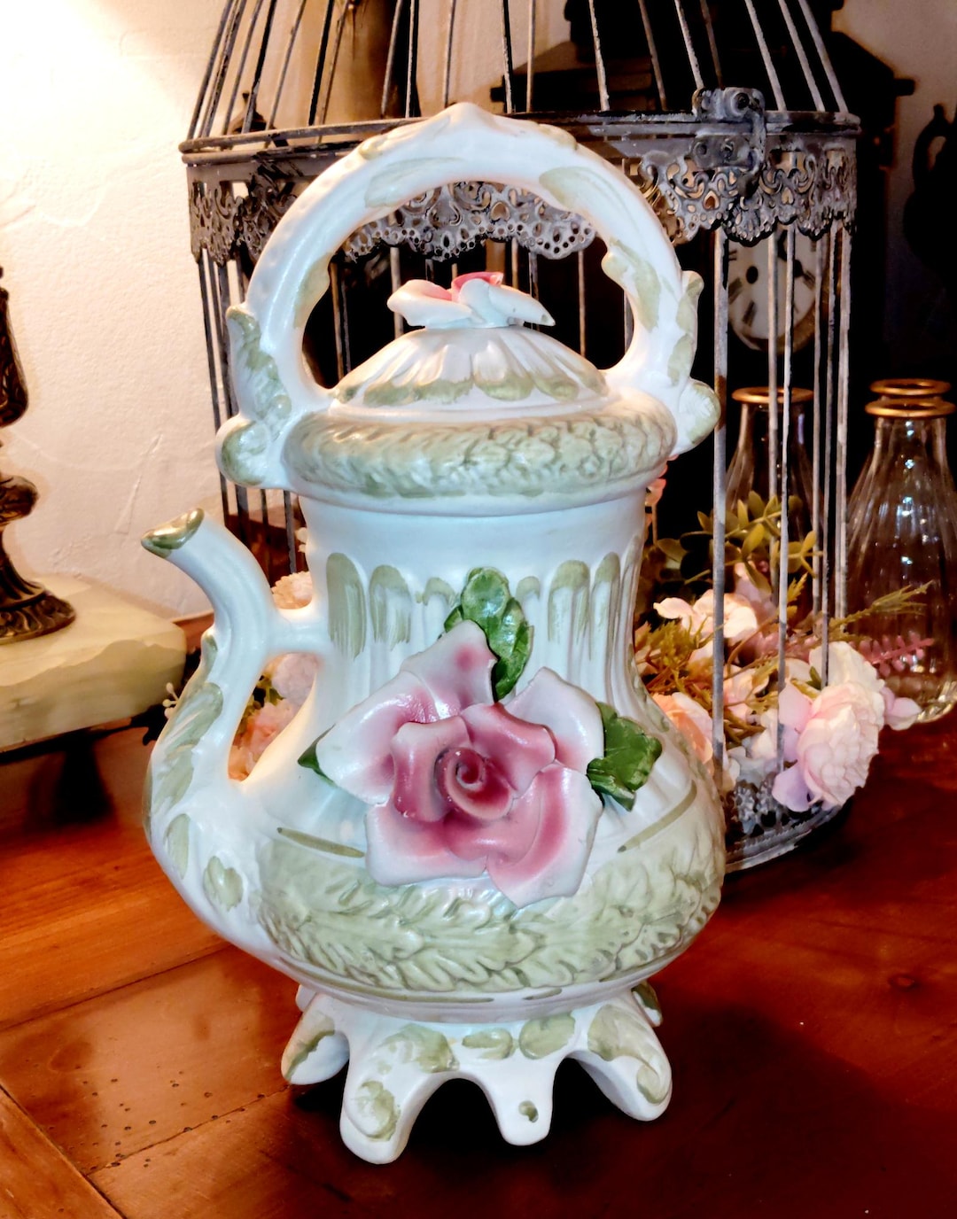 Bassano Ceramic "fake Teapot" Vase - Hand Painted - Vintage - Etsy