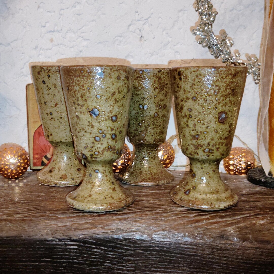 Low Price for This Set of 4 Stoneware Mazagrans - French - Vintage - Etsy