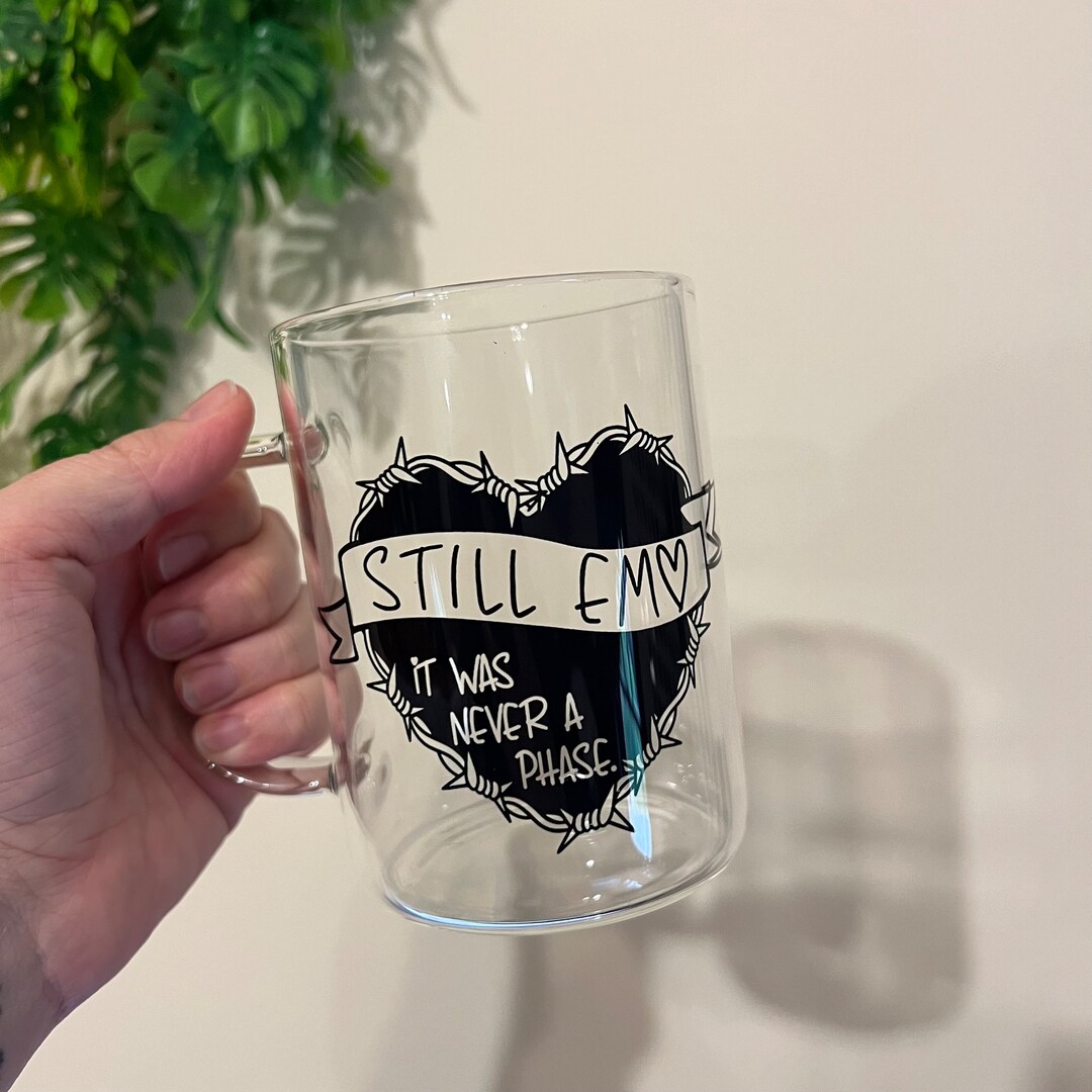 Emo Glass Mug 17oz With Bamboo Lid and Straw Still Emo It Was Never a ...