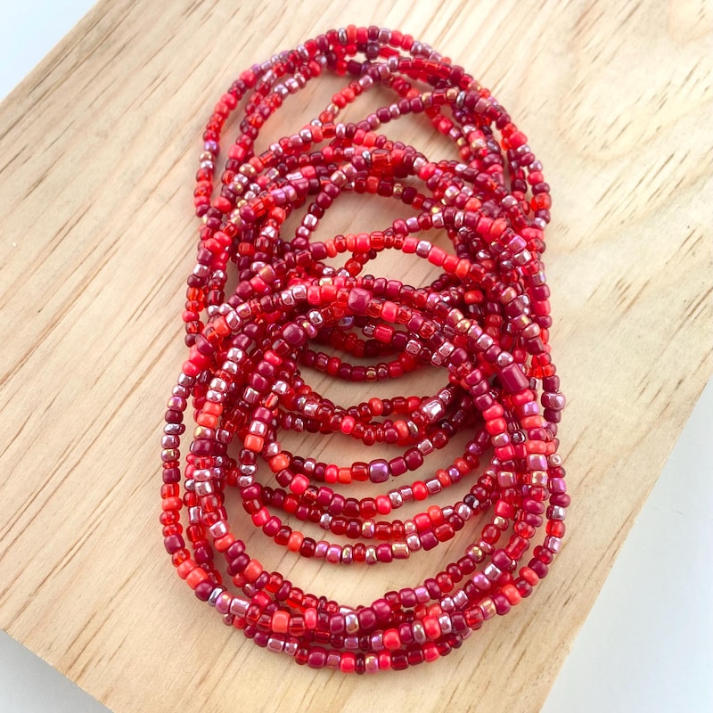 Red Beaded Bracelet - Etsy