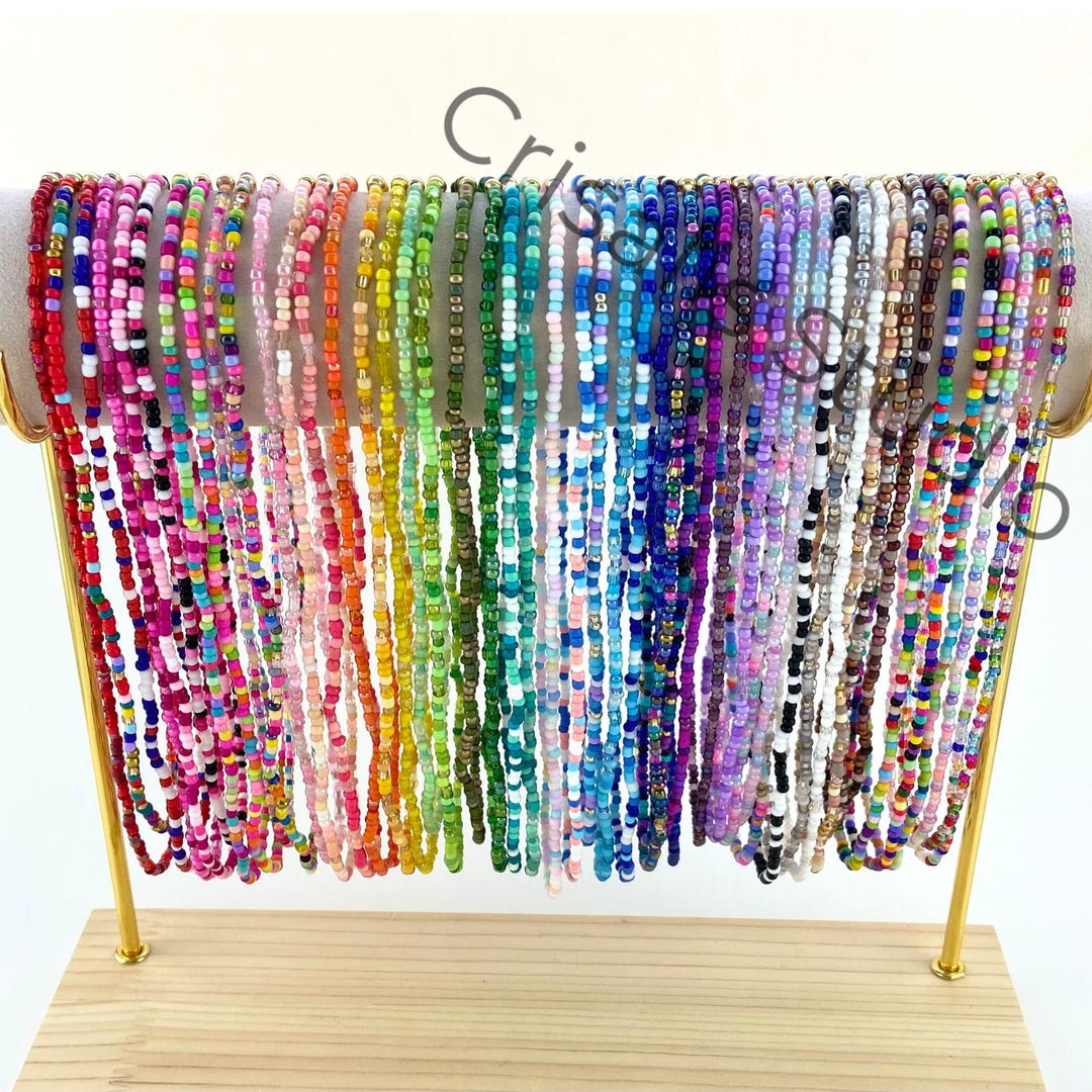 Custom Beaded Necklace | Handmade Stretch Jewelry | Colorful Glass Seed ...