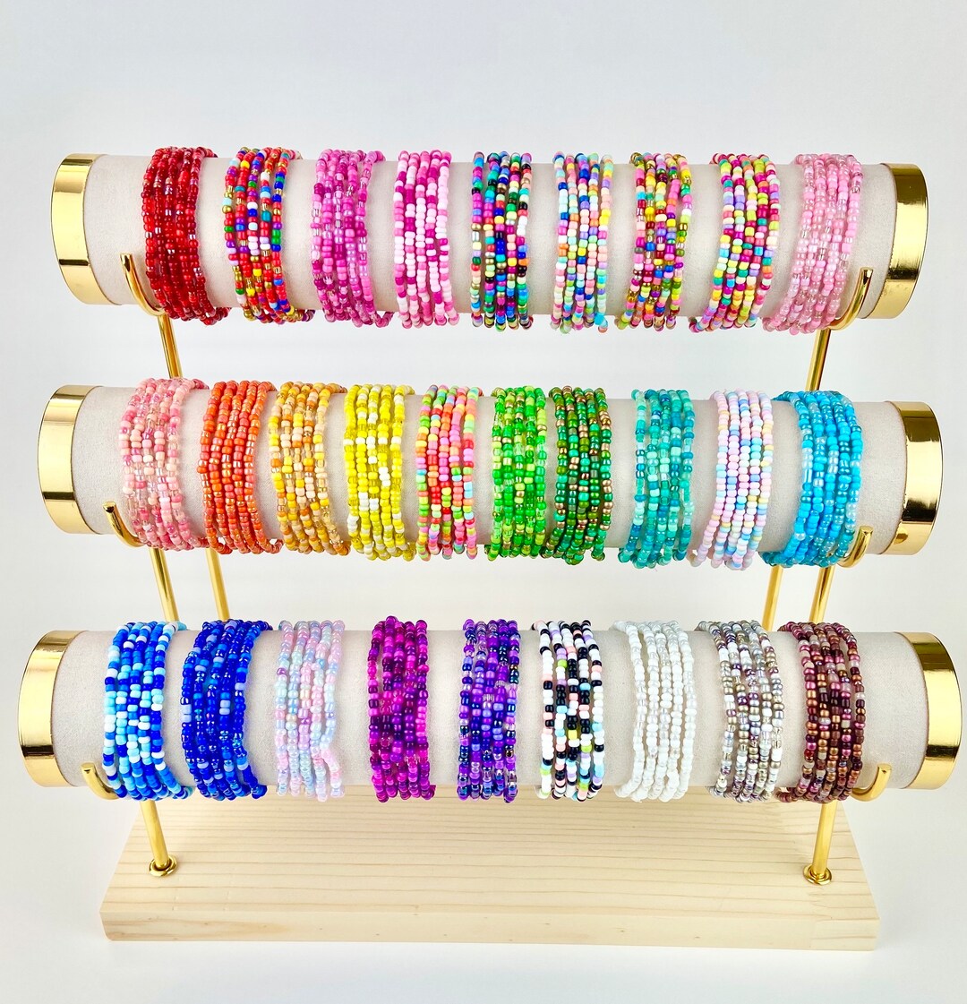MULTI COLOR | Beaded Stretch Bracelets | 3mm Seed Bead Friendship Bracelets | Build Your Custom ...