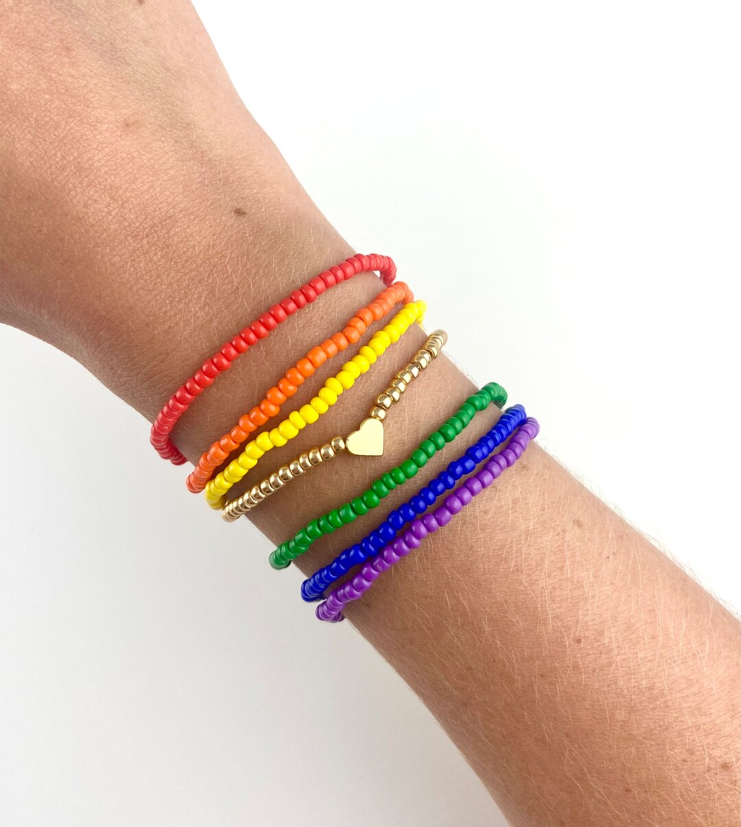 Pride Flag Beaded Bracelets, LGBT Festival Bracelets, Pride Color ...