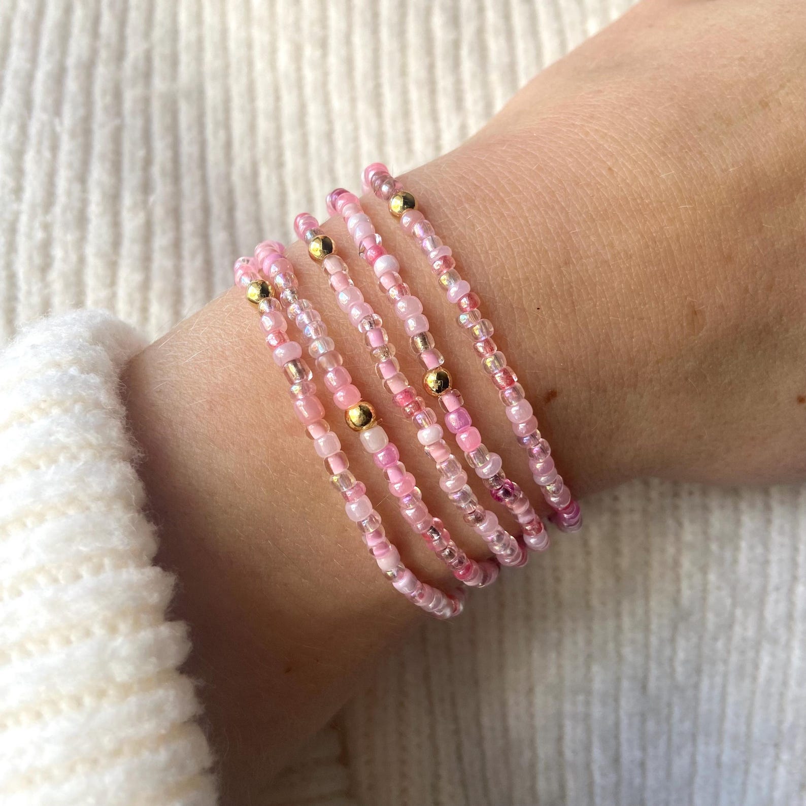 BLUSH | Light Pink Stretch Bracelets | 3mm Seed Bead Jewelry | Choose ...