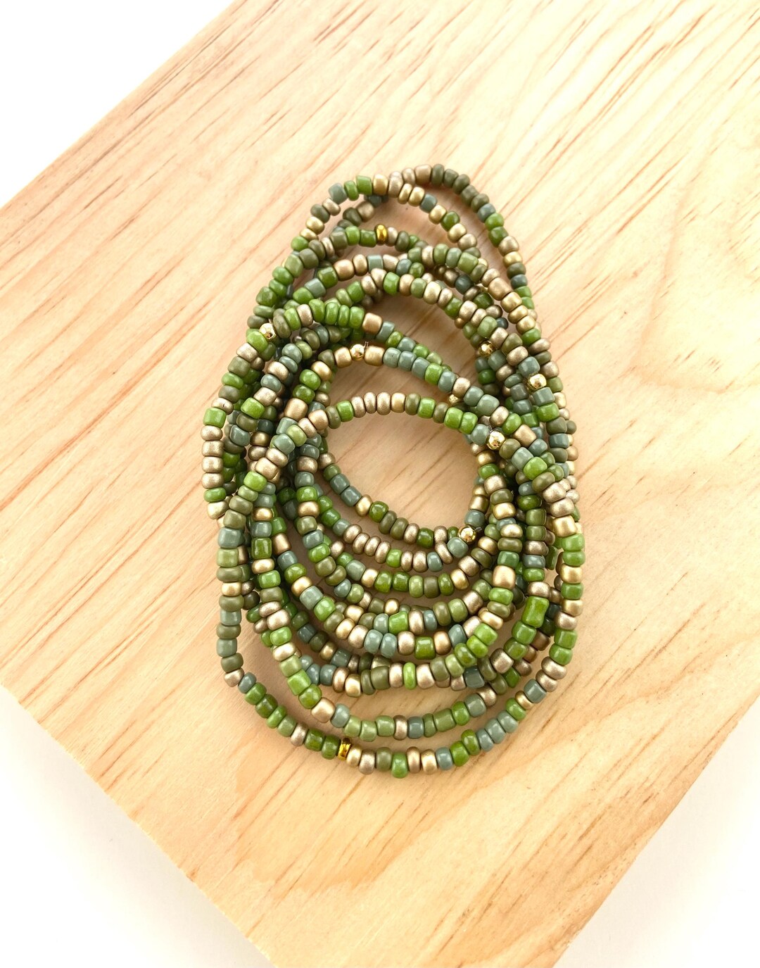 GUILDED Guard-army Green Seed Bead Stretch Bracelets, Military Mom Beaded Jewelry, Green and ...