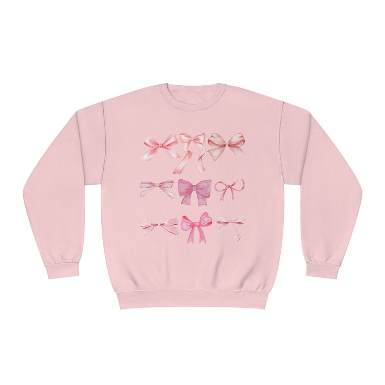 Trendy Cute Pink Coquette Bows Crewneck Aesthetic Ribbons, Women's ...