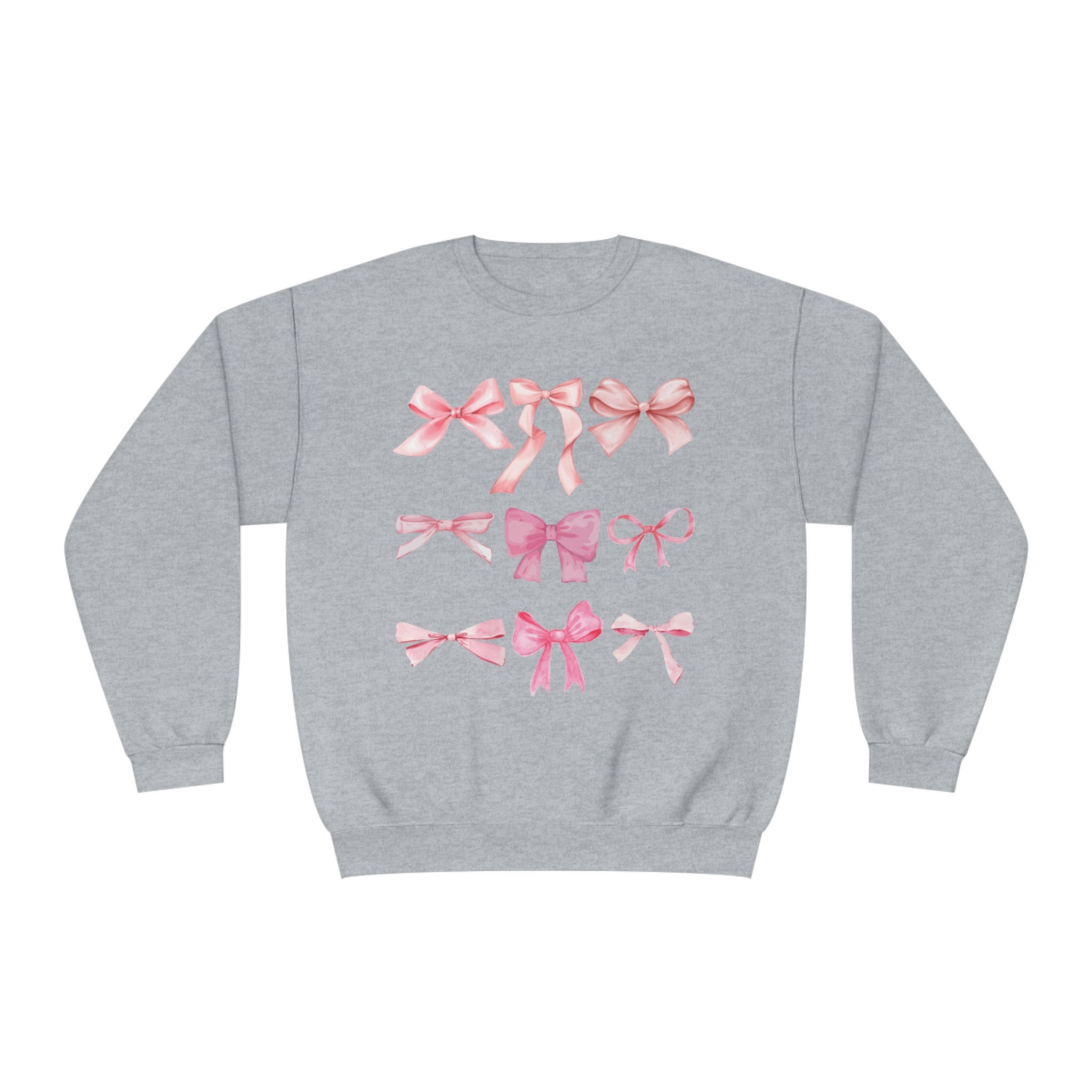 Trendy Cute Pink Coquette Bows Crewneck Aesthetic Ribbons, Women's ...