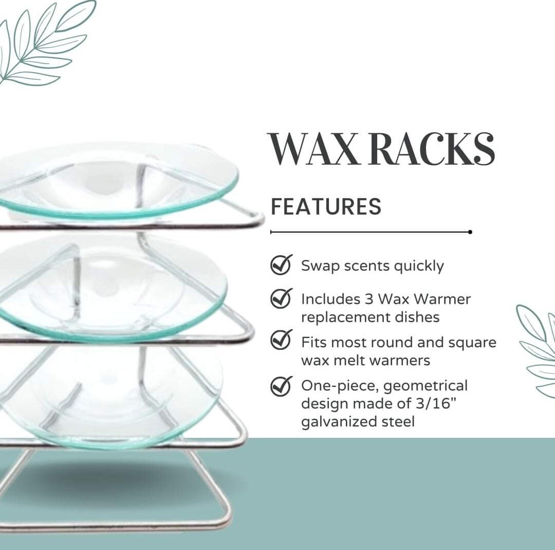 Wax Racks Unique Storage Rack & 3 Glass Replacement Dishes for Wax ...