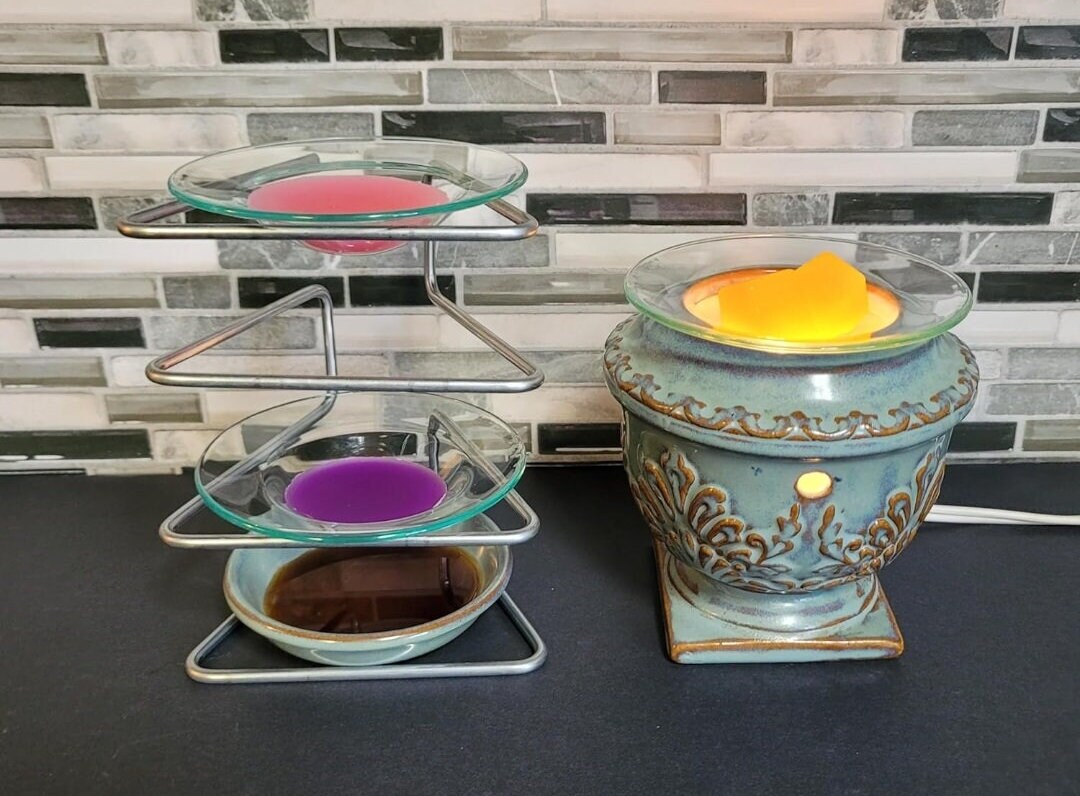 Wax Racks Unique Storage Rack & 3 Glass Replacement Dishes for Wax ...