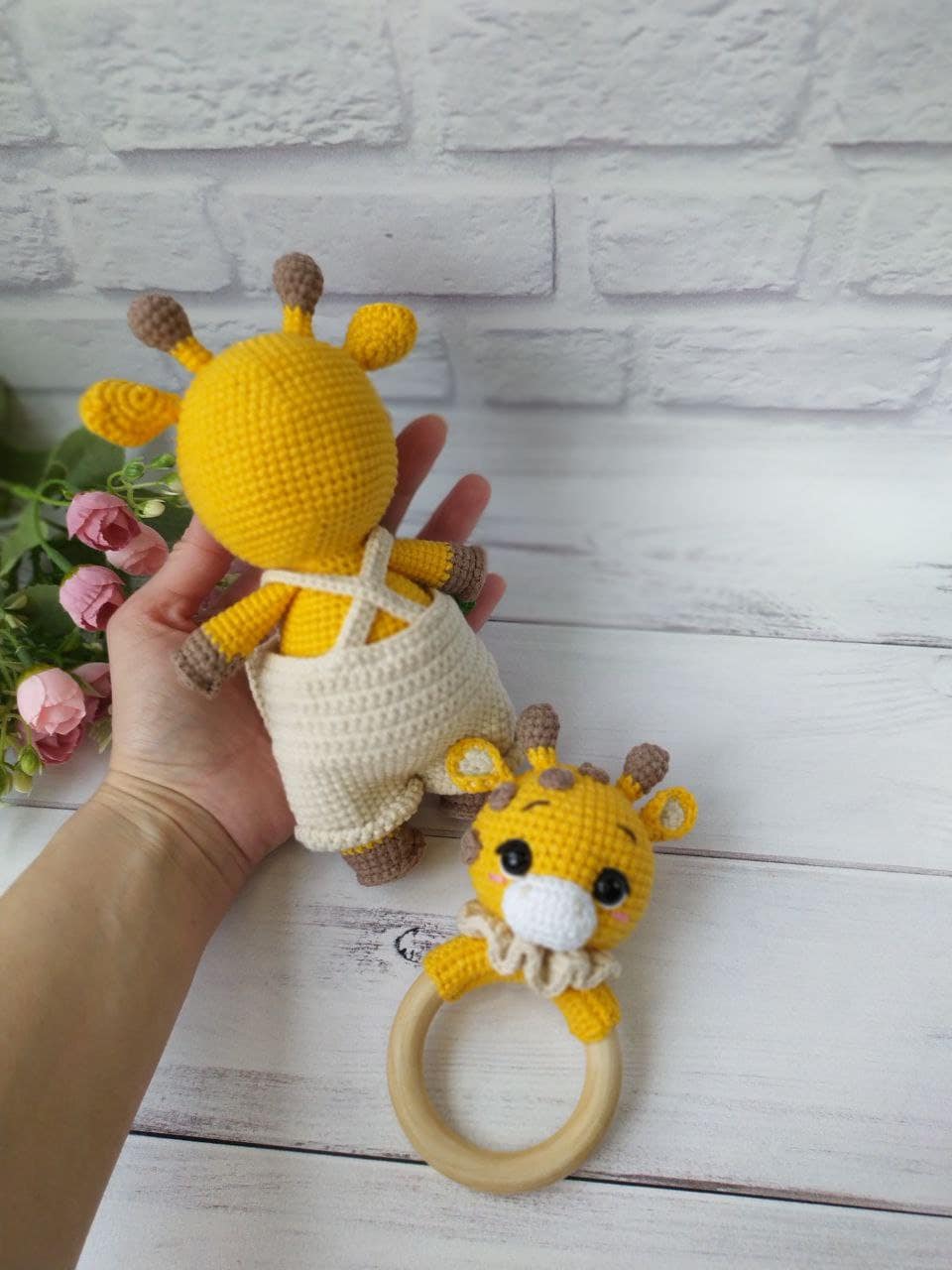 Baby Set, Giraffe Toy and Rattle, Amigurumi Toy, Birthday Set. - Etsy ...