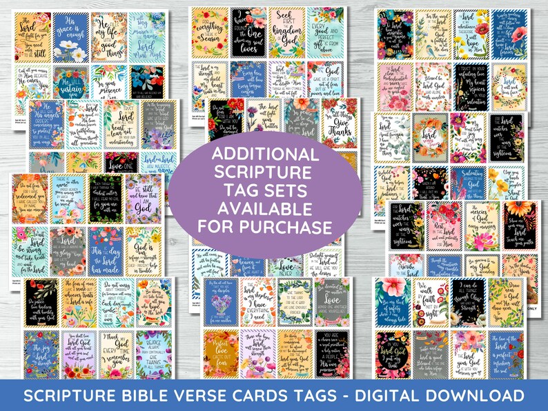 Printable Scripture Art Cards: Bible Verse Tags (digital Download) Set ...
