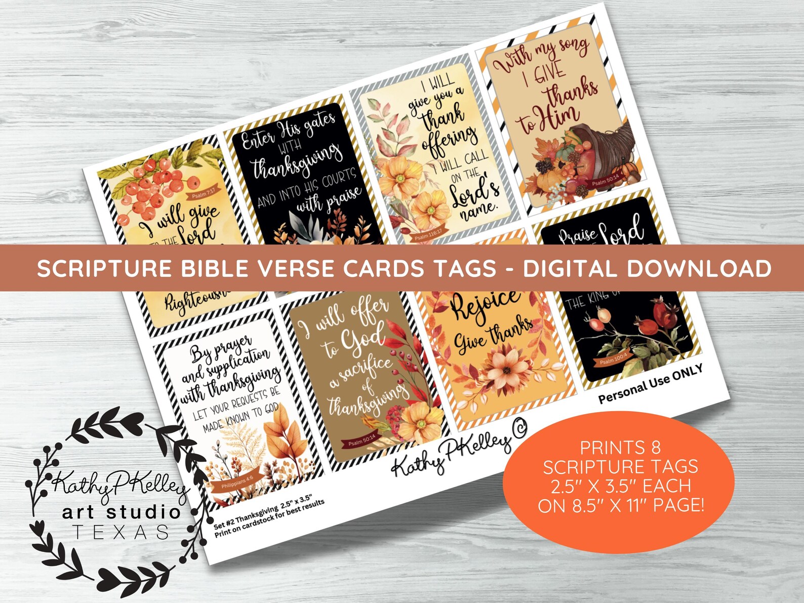 Thanksgiving Printable Scripture Art Bible Verses Tags, Eight 2.5"x3.5 ...