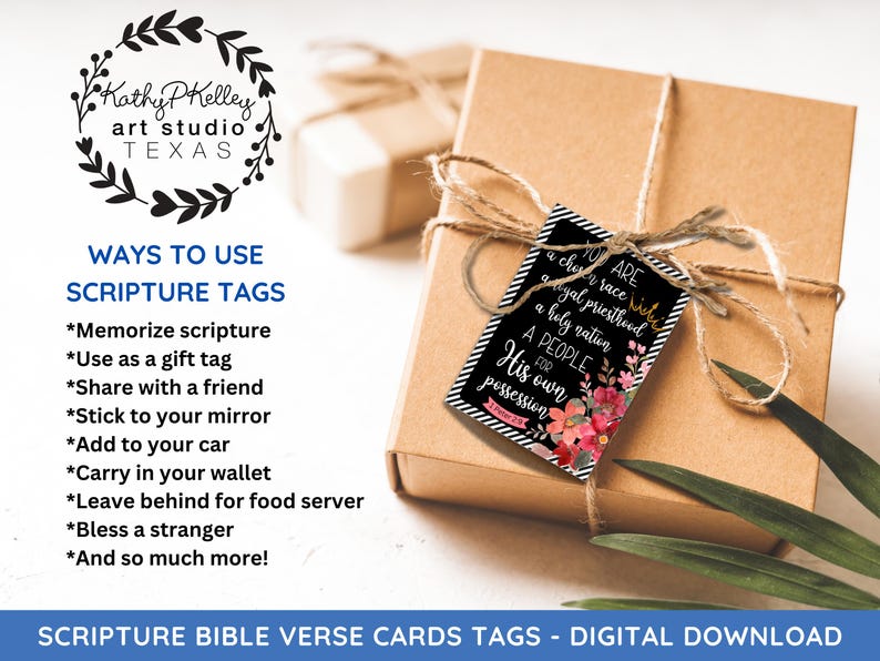 Printable Scripture Art Bible Verses Tags, Eight 2.5"x3.5" Size Cards ...