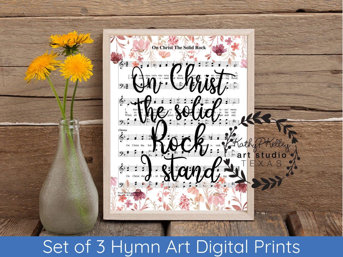 Printable Hymn Watercolor Art Print, I Will Cling to the Old Rugged ...