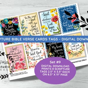 Printable Scripture Art Bible Verses Tags, Eight 2.5"x3.5" Size Cards ...