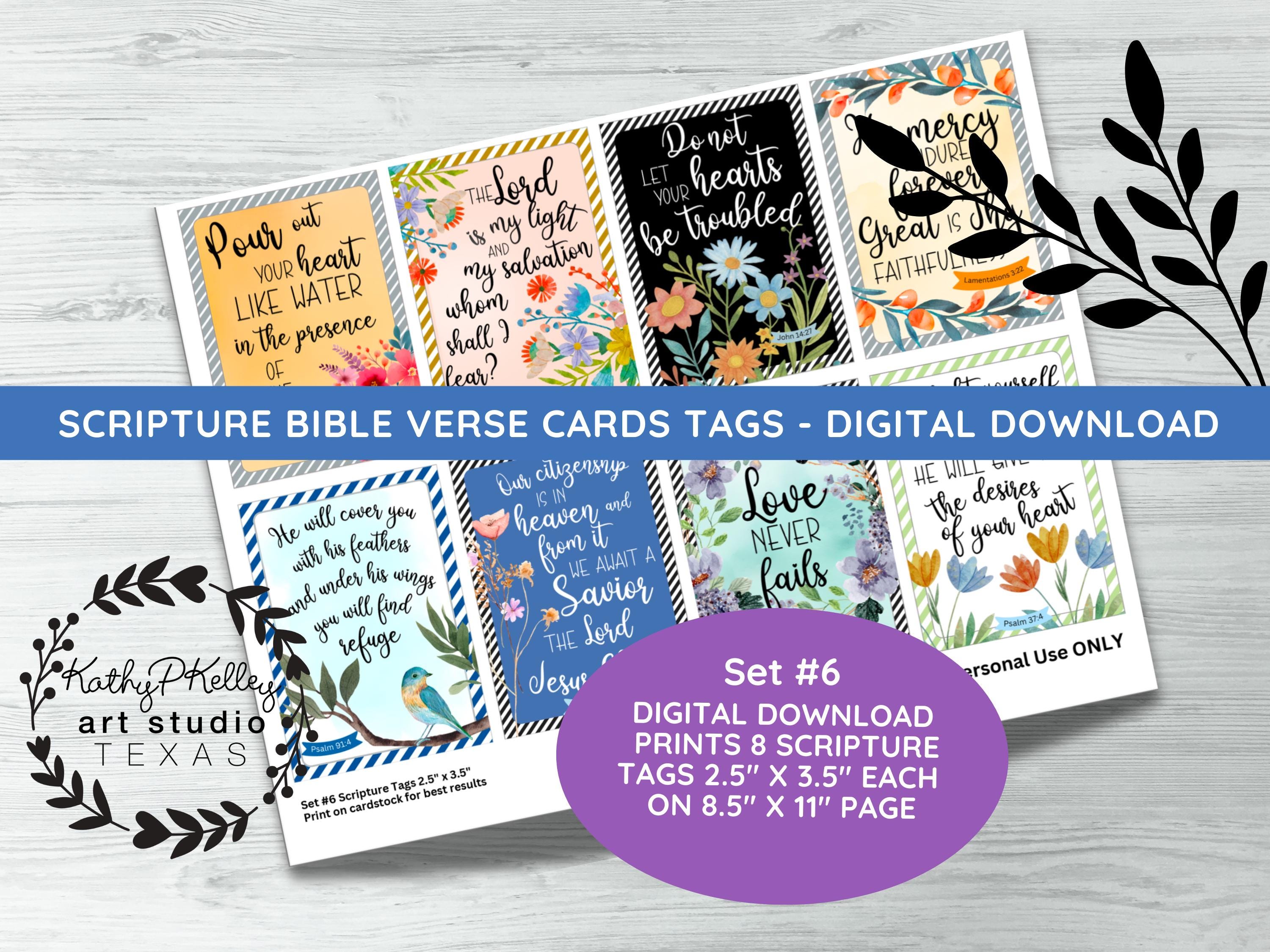 Printable Scripture Art Bible Verses Tags, Eight 2.5x3.5 Size Cards ...