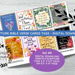 Printable Scripture Art Bible Verses Tags, Eight 2.5"x3.5" Size Cards ...