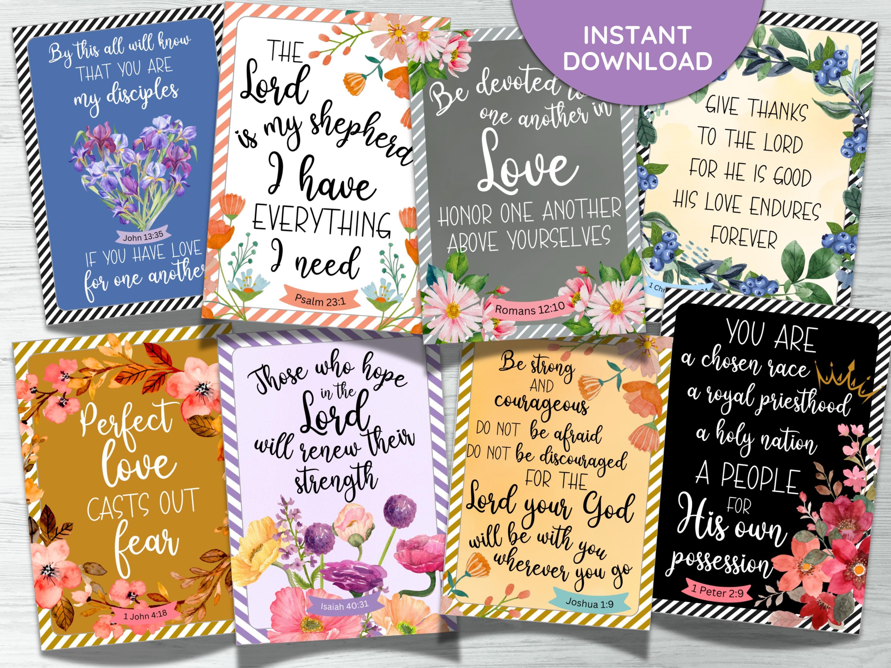 Printable Scripture Art Bible Verses Tags, Eight 2.5"x3.5" Size Cards ...