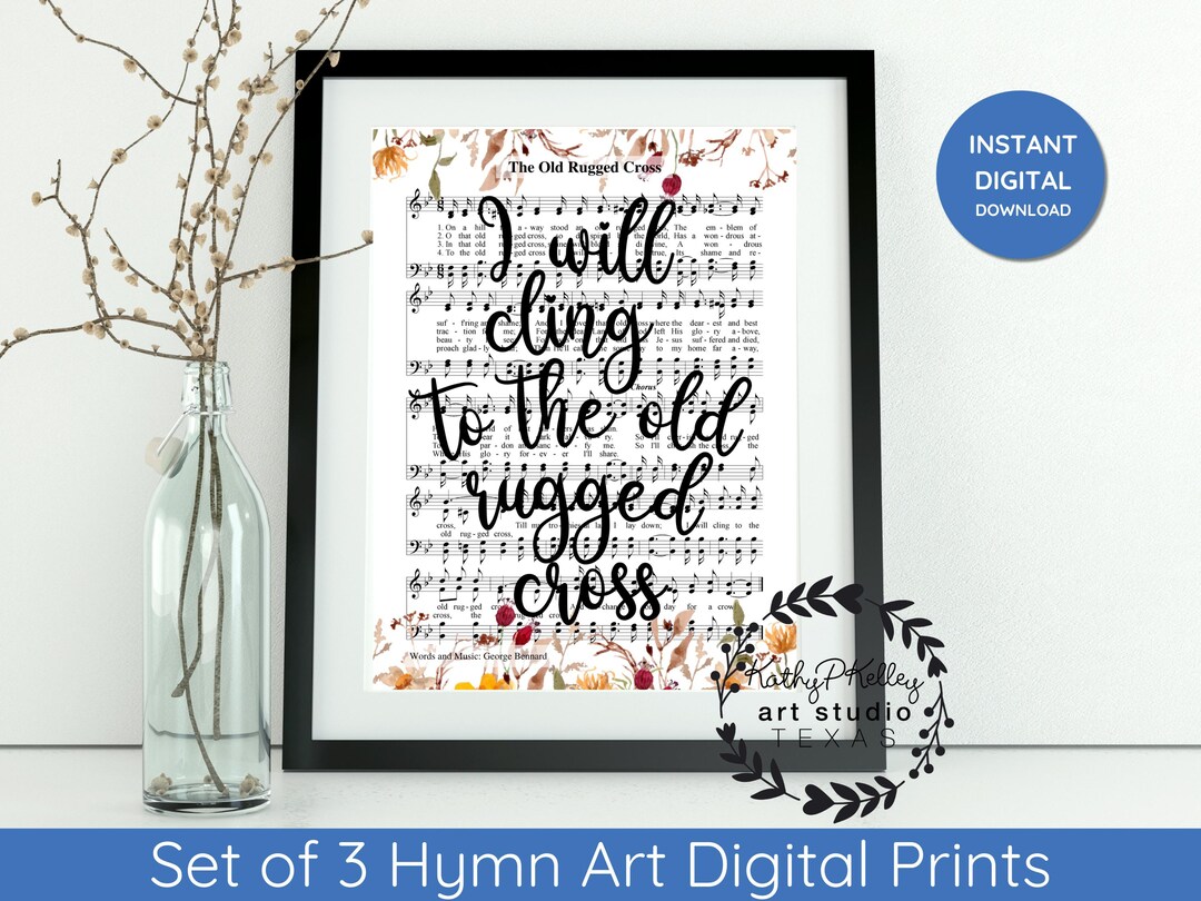 Sheet Music Hymn Watercolor Art *digital* Prints, I Will Cling to the ...
