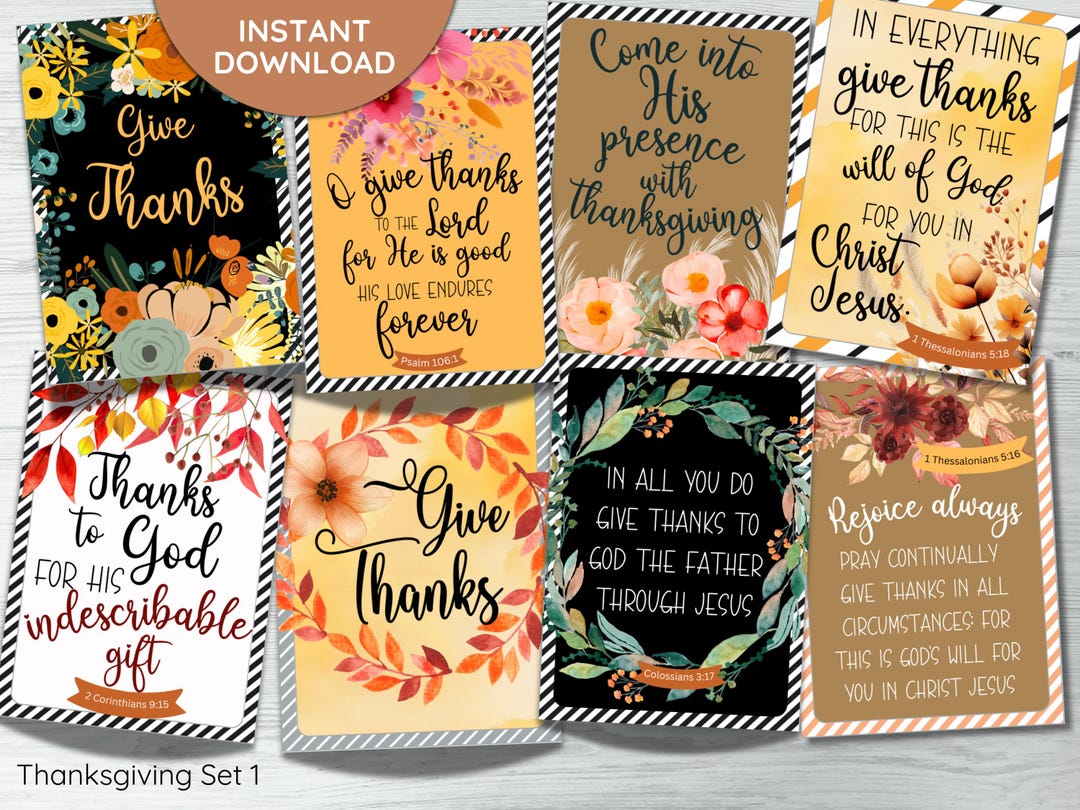 Printable Thanksgiving Scripture Art Bible Verses Tags, Eight 2.5"x3.5 ...