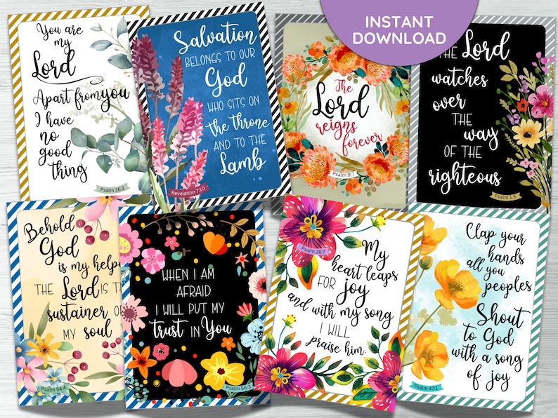 Printable Bible Verses Scripture Art Tags, Eight 2.5"x3.5" Size Cards ...