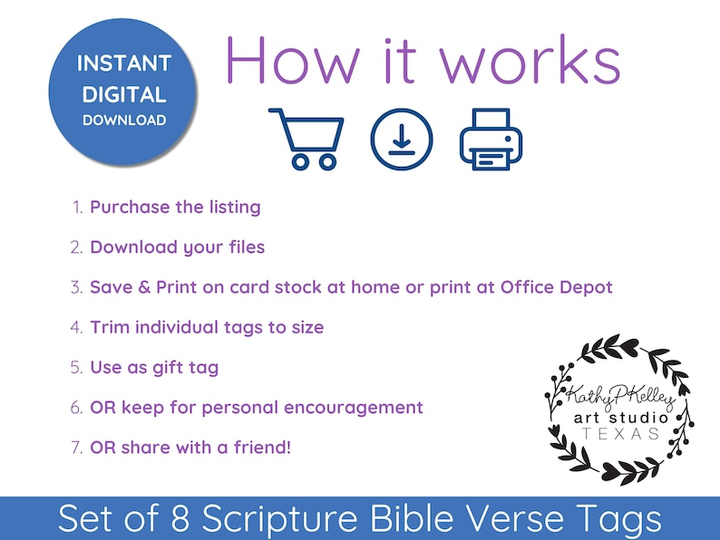 Printable Bible Verses Scripture Art Tags, Eight 2.5x3.5 Size Cards ...