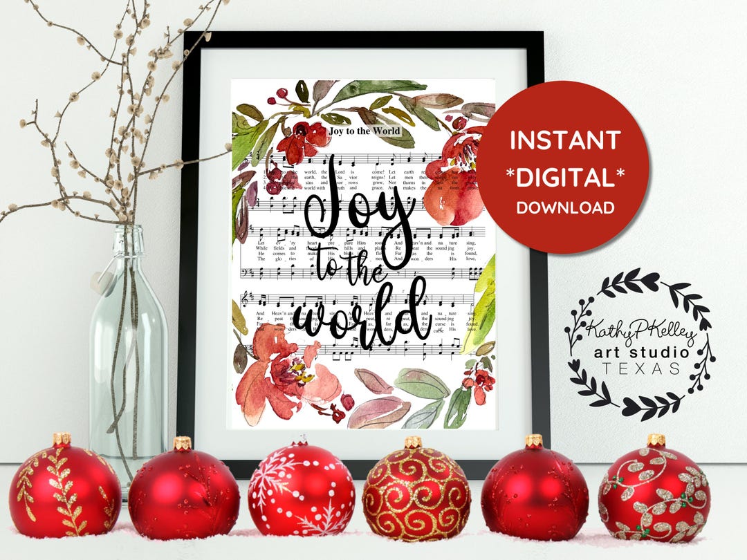 Christmas Sheet Music Watercolor - Instant Digital Download, Joy to the ...