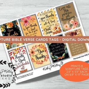 Printable Thanksgiving Scripture Art Bible Verses Tags, Eight 2.5"x3.5 ...