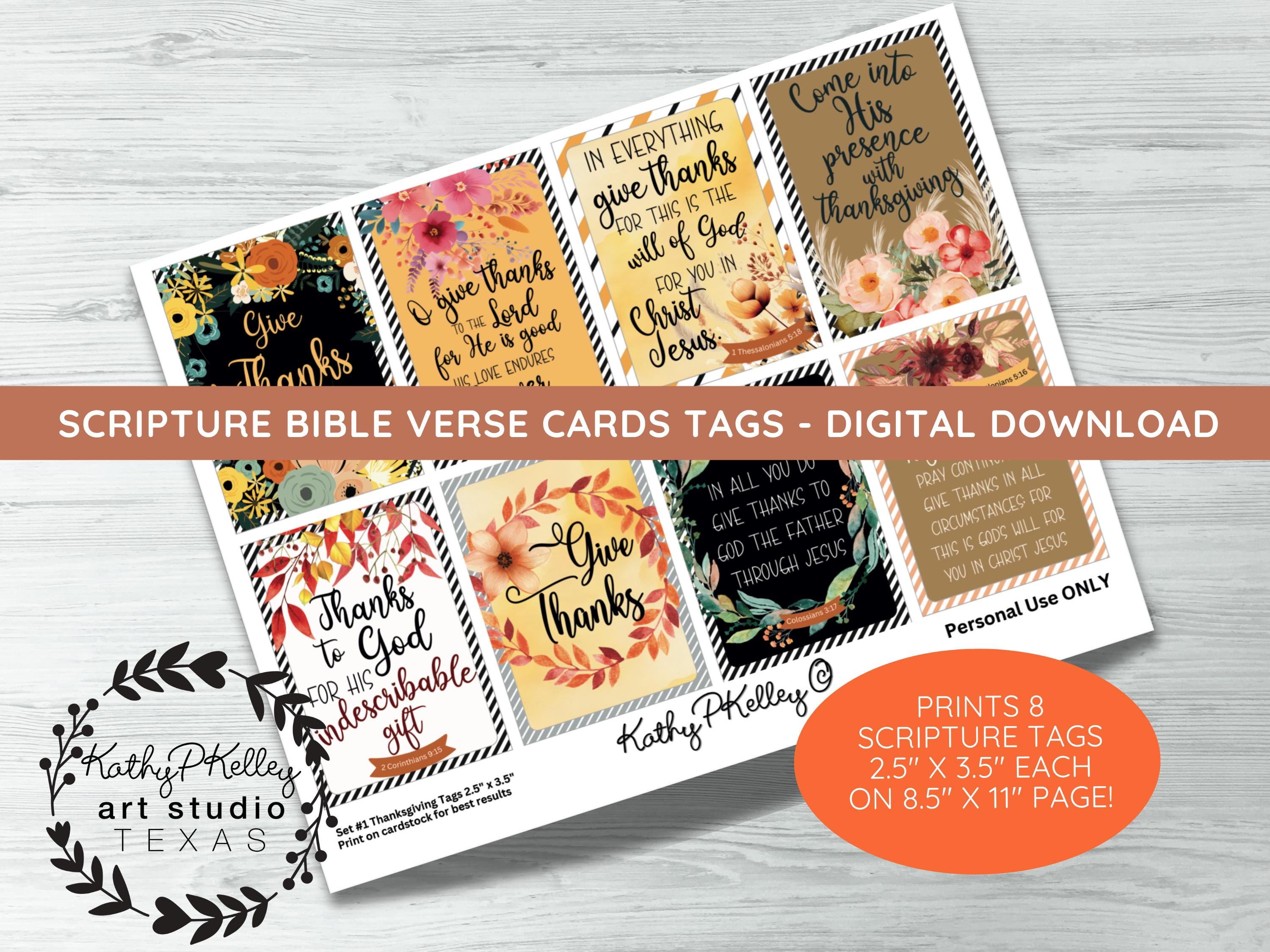 Printable Thanksgiving Scripture Art Bible Verses Tags, Eight 2.5"x3.5 ...