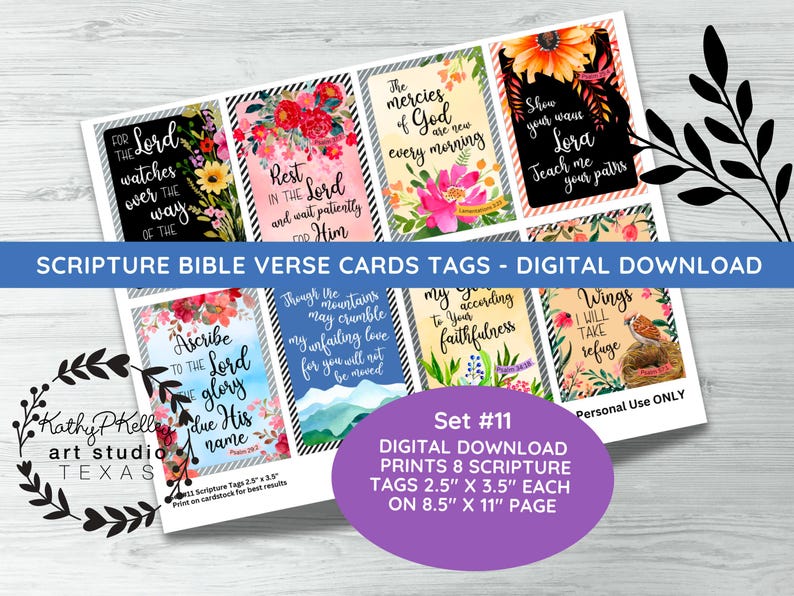 Printable Scripture Art Cards: Bible Verse Tags (digital Download) #11 ...
