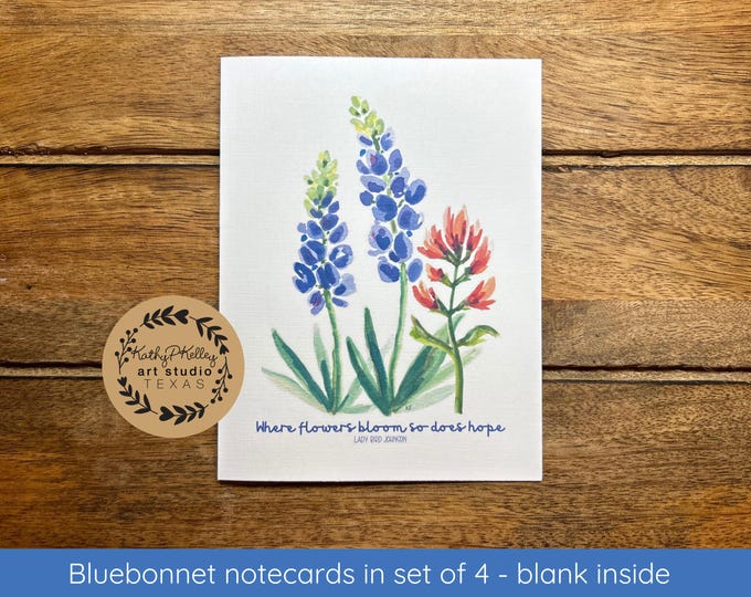Bluebonnet Notecards - Etsy