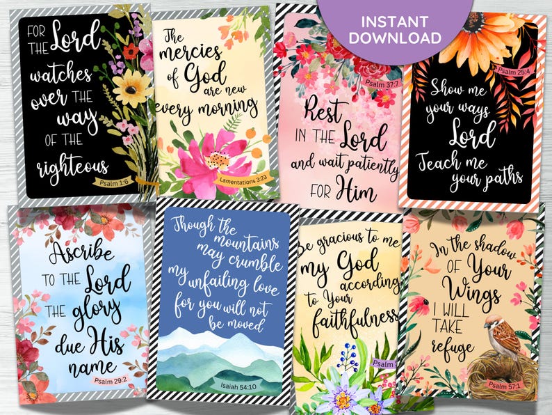 Printable Scripture Art Cards: Bible Verse Tags (digital Download) #11 ...