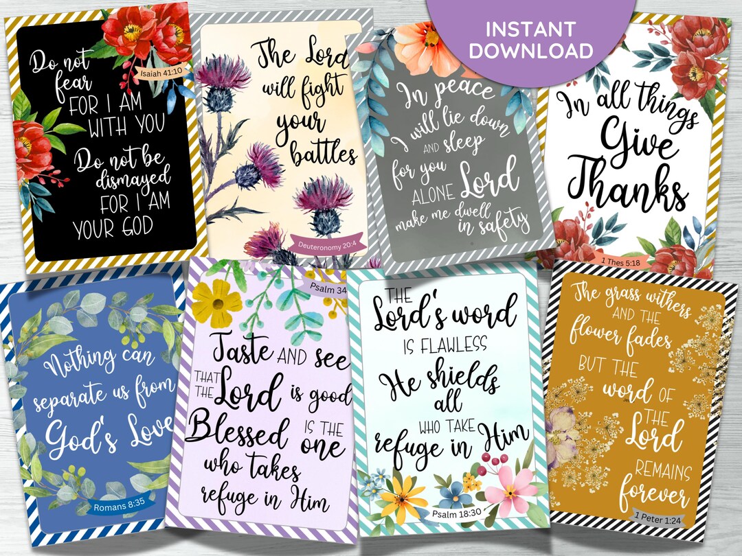 Printable Bible Verse Cards: Scripture Art Tags (digital Download) Set ...