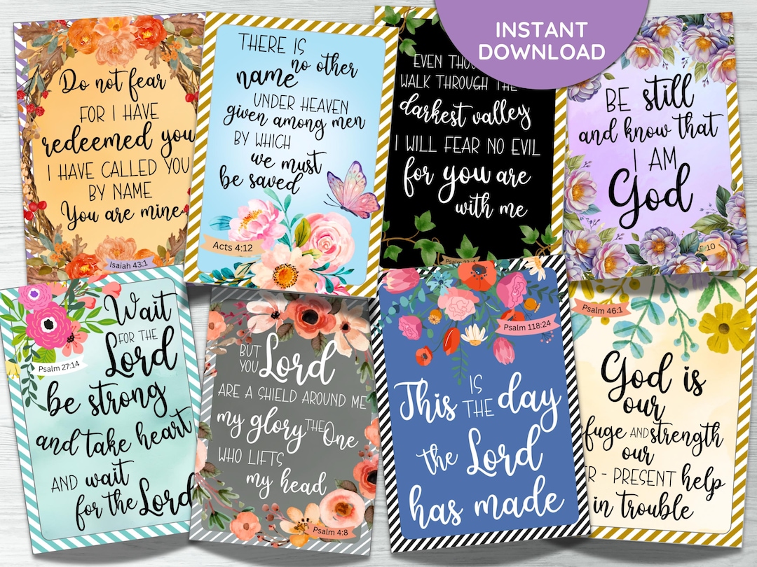 Printable Scripture Art Bible Verses Tags, Eight 2.5"x3.5" Size Cards ...