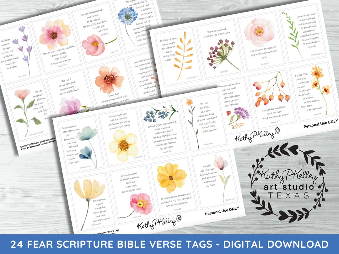 Watercolor Do Not Fear Scripture Verse Tags: Printable Bible Verses ...