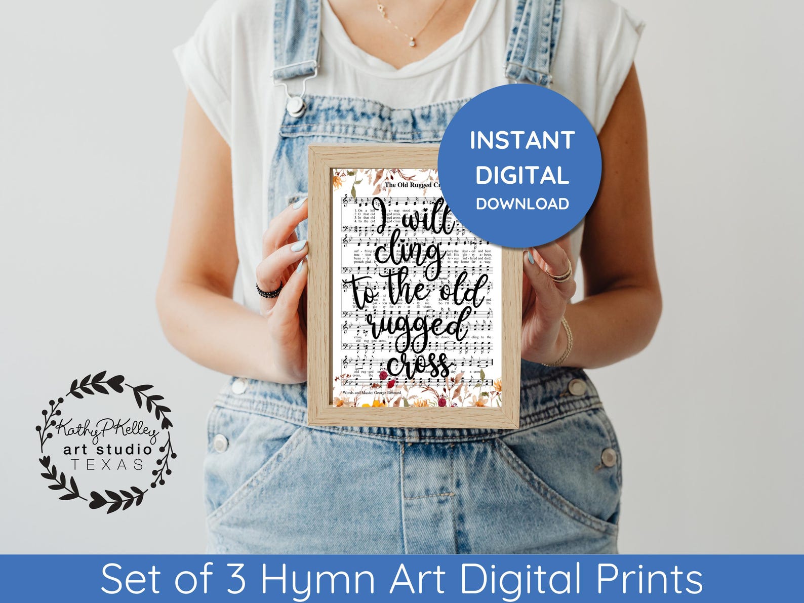 Printable Hymn Watercolor Art Print, I Will Cling to the Old Rugged ...