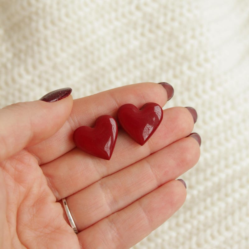 Red Heart Earrings - Etsy