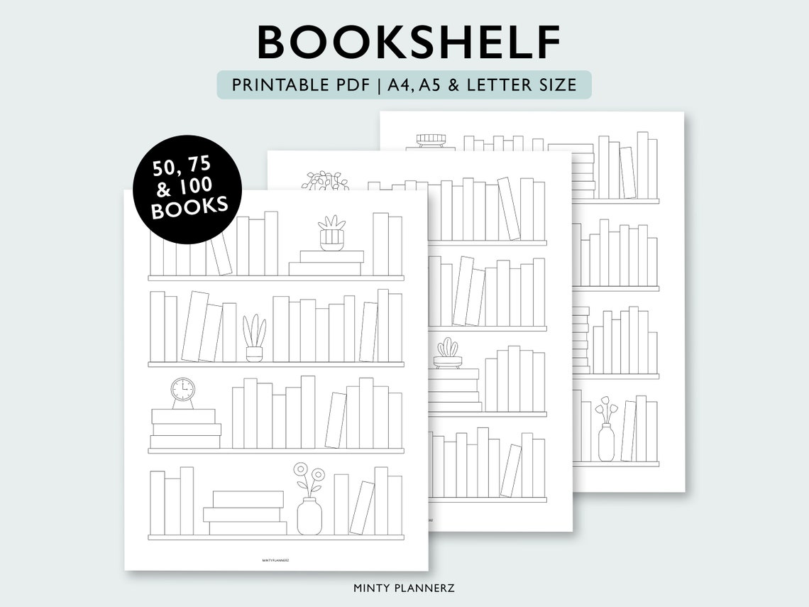 Bookshelf Reading Tracker, Reading Log Printable, Book Tracker Template ...