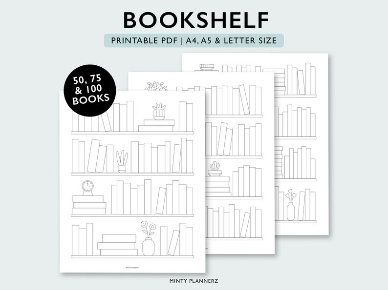 Bookshelf Reading Tracker, Reading Log Printable, Book Tracker Template ...