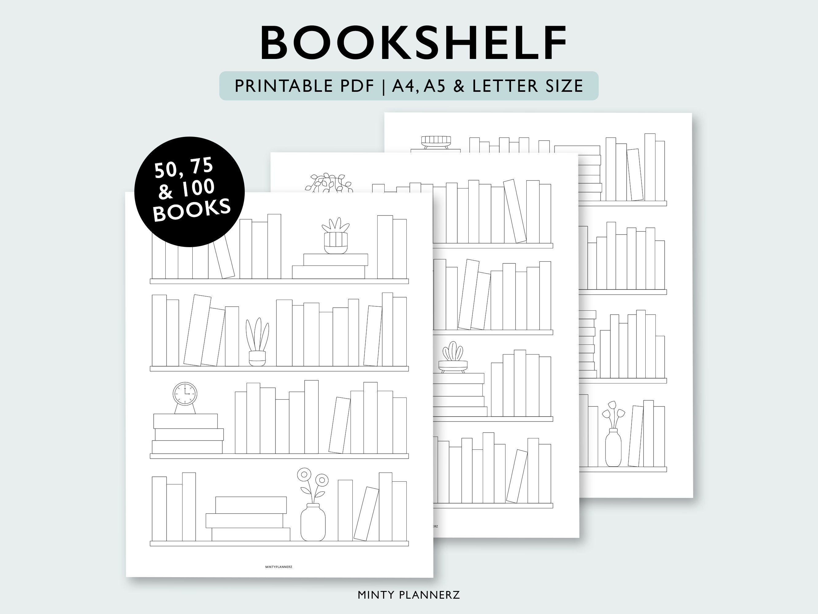 Bookshelf Reading Tracker, Reading Log Printable, Book Tracker Template ...