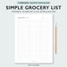 Simple Grocery List Printable, Shopping List Template, Grocery Planner ...