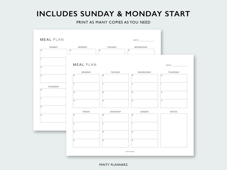 Weekly Meal Plan Template, Food Journal, Meal Prep Planner Fillable ...