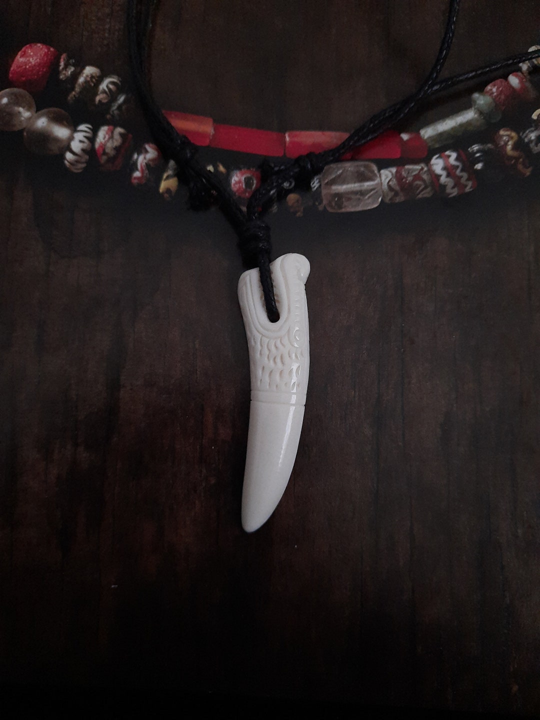 Norse Dragon Fang Historical Look Amulet Hand-carved From Bone Free ...